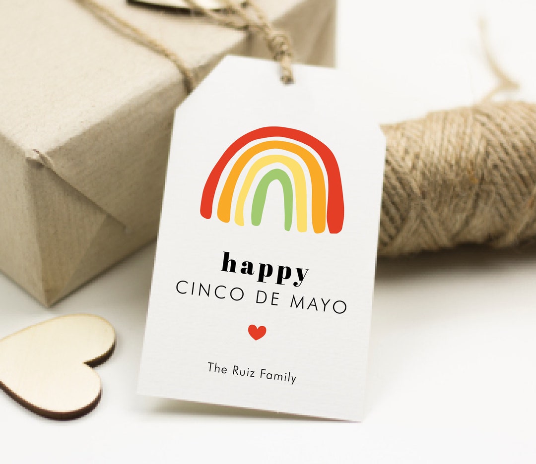 Rainbow Cinco De Mayo Gift Tag, Cinco De Mayo Favor Tags, Mexican ...
