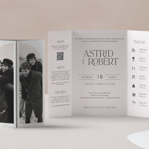 Gatefold Wedding Invitation Template Canva - Etsy
