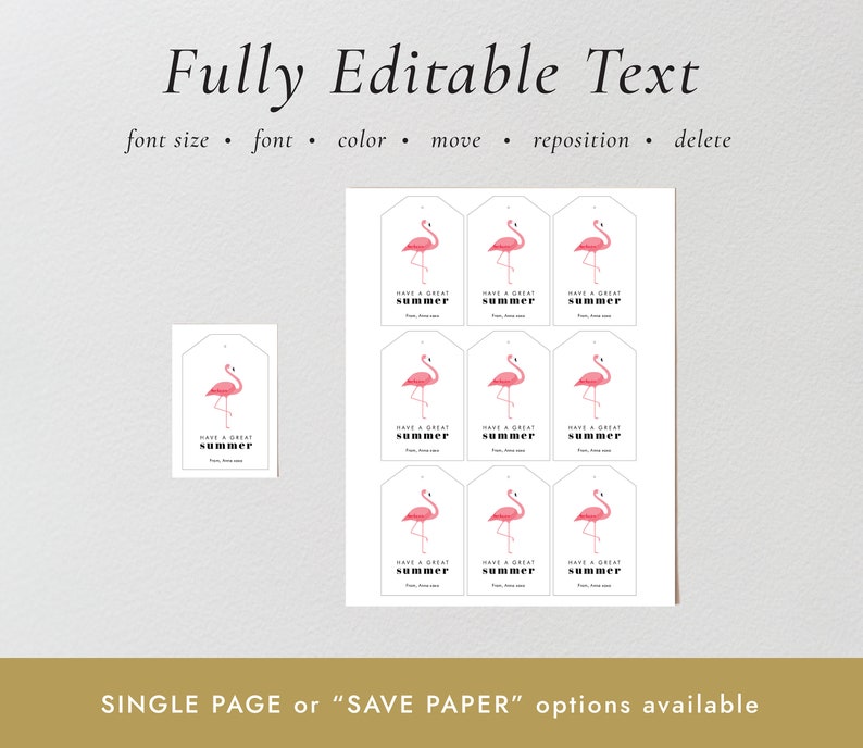 Summer Gift Tags, End of School Favor Tags, Flamingo Favor Tag, Have a ...