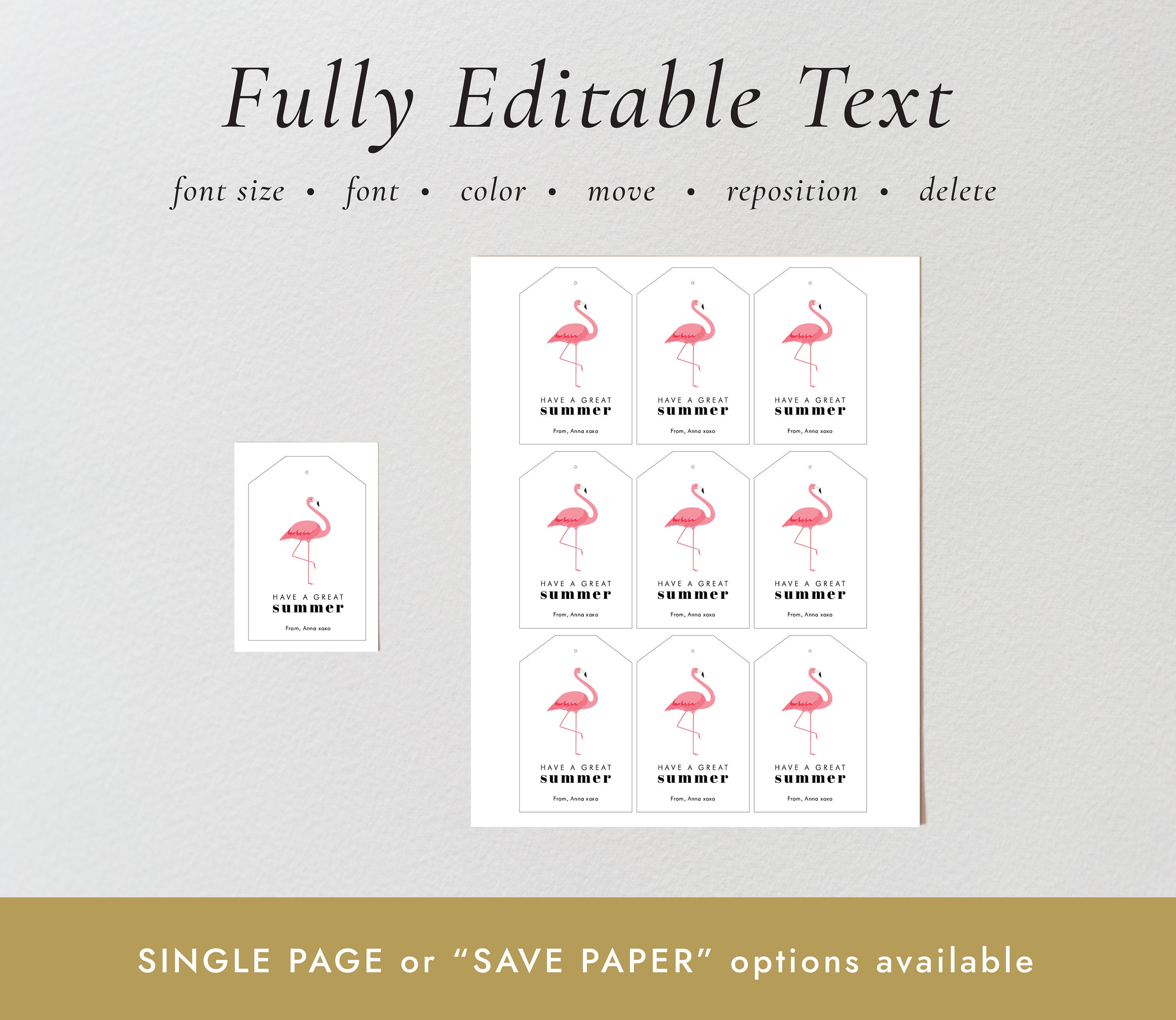 Summer Gift Tags, End of School Favor Tags, Flamingo Favor Tag, Have a ...