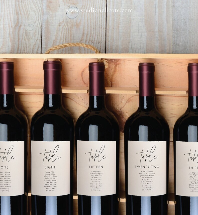 Minimalist Wine Label Seating Plan Wedding Table Label - Etsy