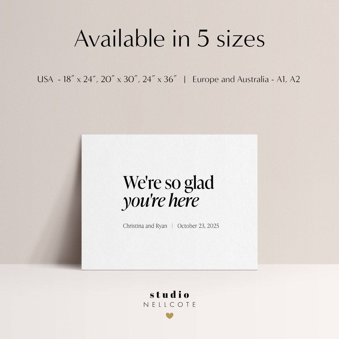 We're so Glad You're Here Wedding Welcome Sign, Welcome to Our Wedding ...