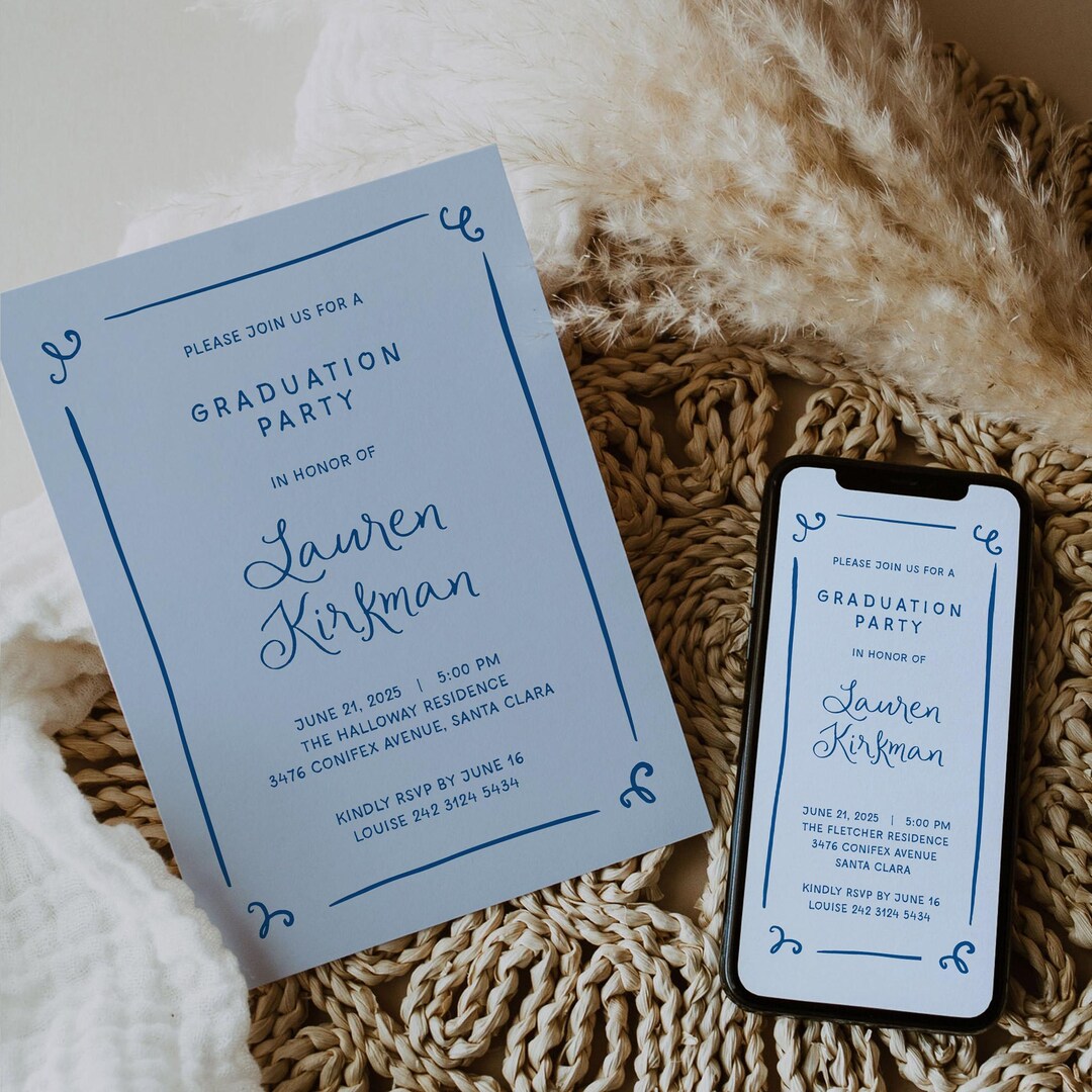 Hand Drawn Graduation Announcement Template, Class of 2025 Grad Party ...