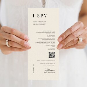 I Spy With QR Code, Guest Photo Sharing, Wedding Game Card, Wedding ...