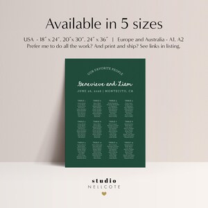 Forest Green Seating Chart Template With Handwritten Detail Table ...