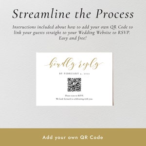 Gold Calligraphy QR Code Wedding Invitation Suite, Digital Rsvp ...