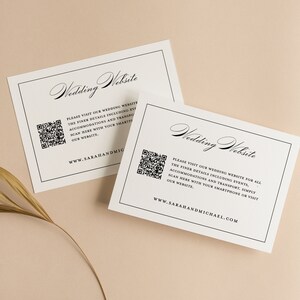 Wedding Website Insert Card With QR Code, Traditional Printable ...