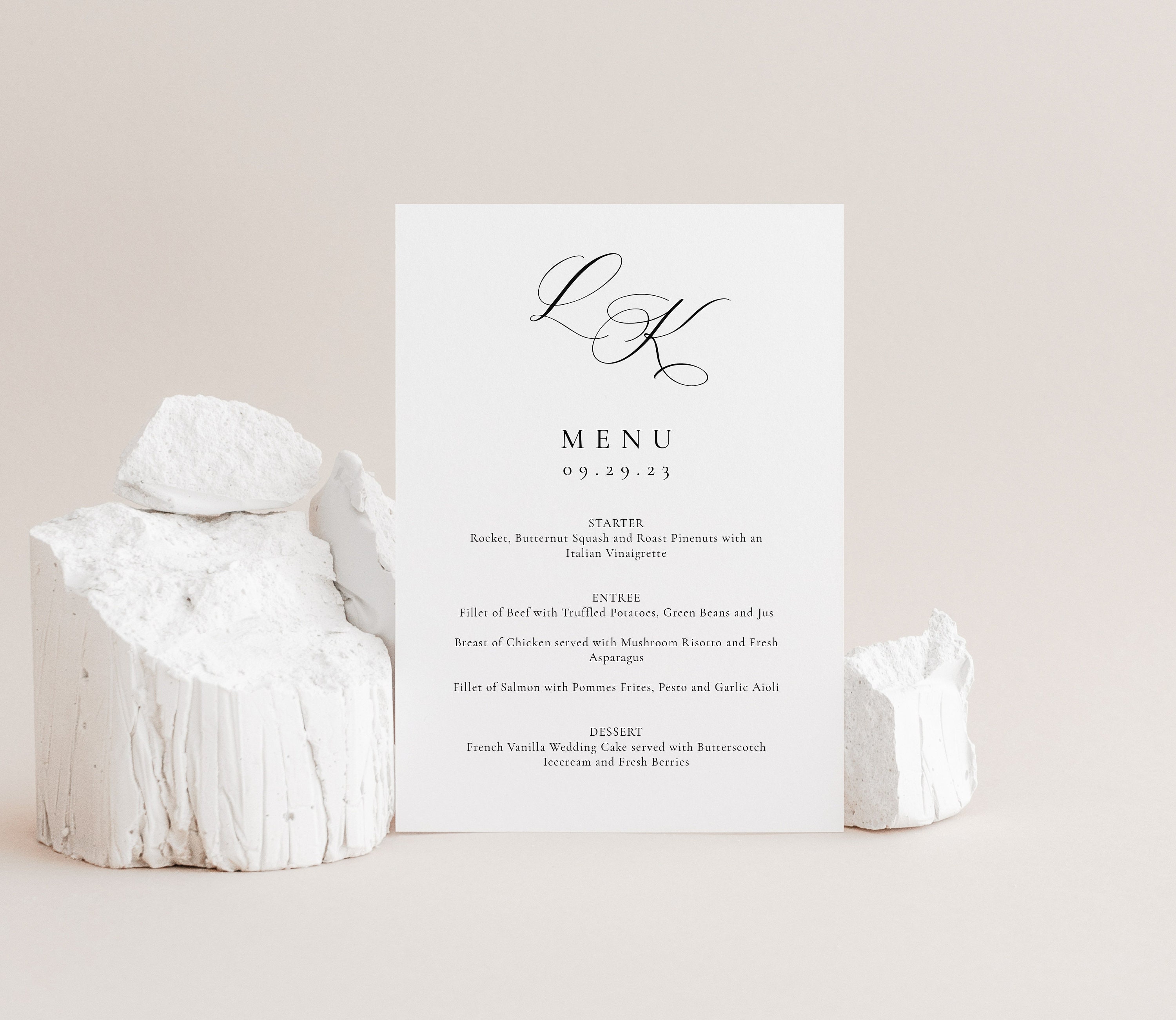 Calligraphy Monogram Menu Template Card Elegant Initials - Etsy