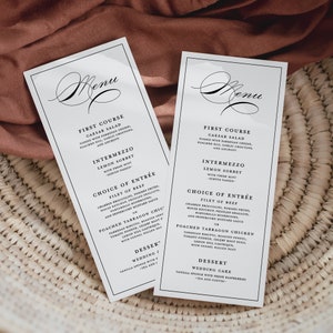 Manhatten Menu Template, Elegant Serif Wedding Menu, Classic Simple ...