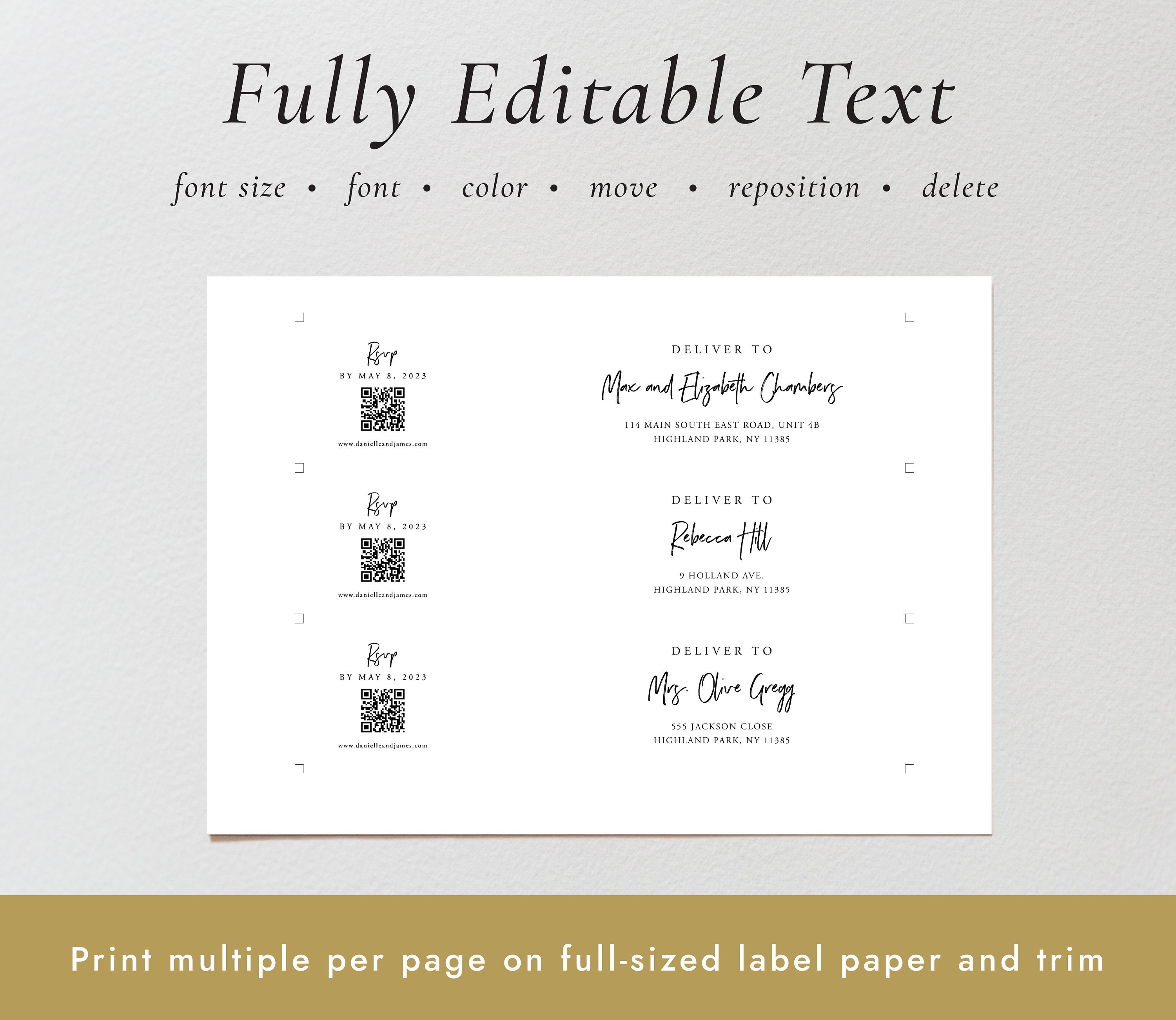 Modern Script RSVP With QR Code Wraparound Envelope Label - Etsy