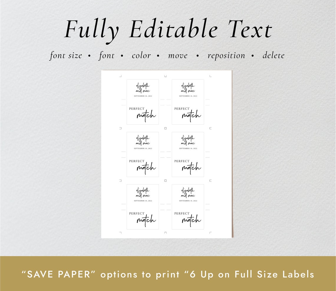 The Perfect Match Printable Template Matchbox Wedding Favor - Etsy ...