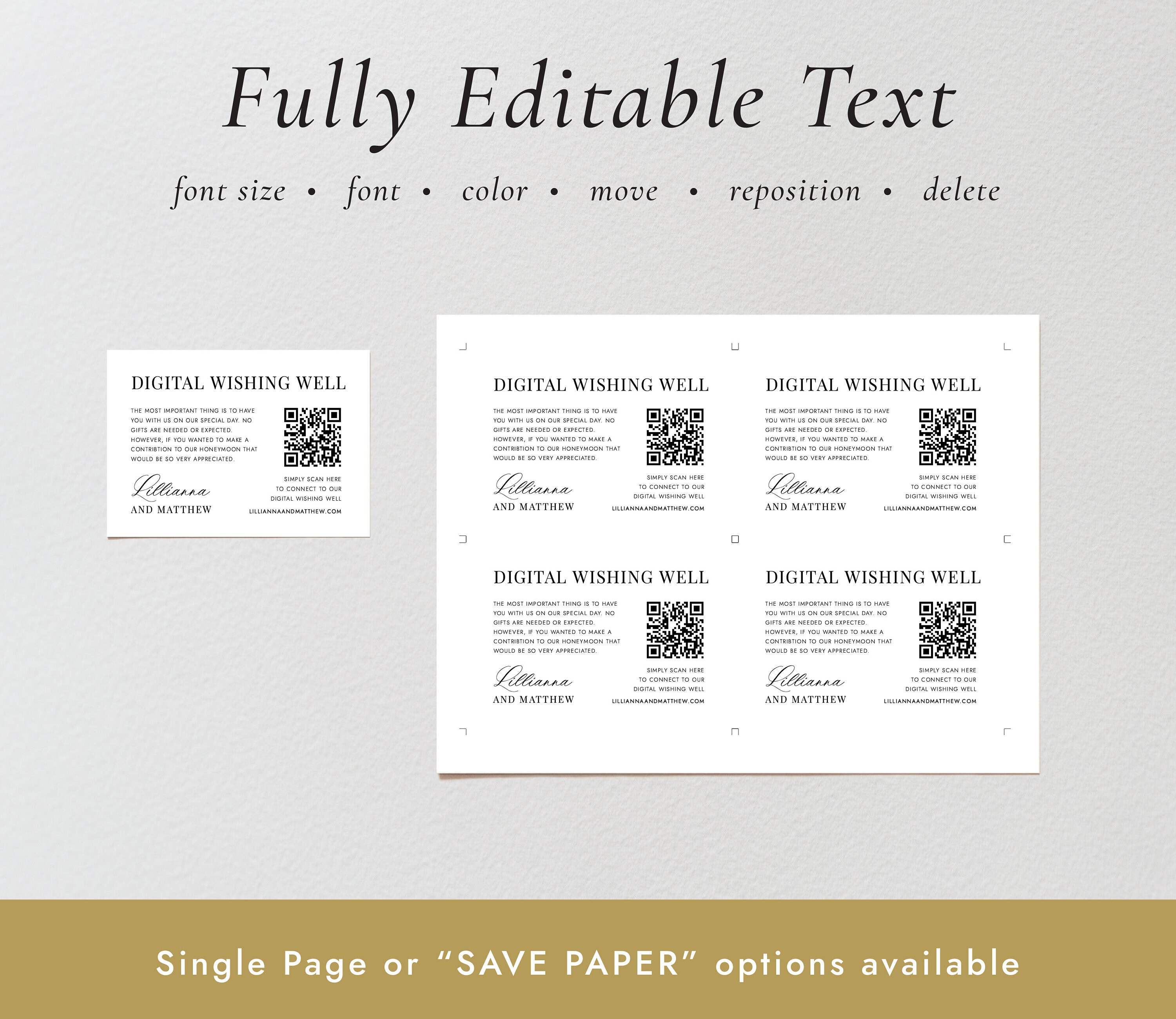 Digital Wishing Well Card Honeymoon Fund Card QR Code Cash - Etsy