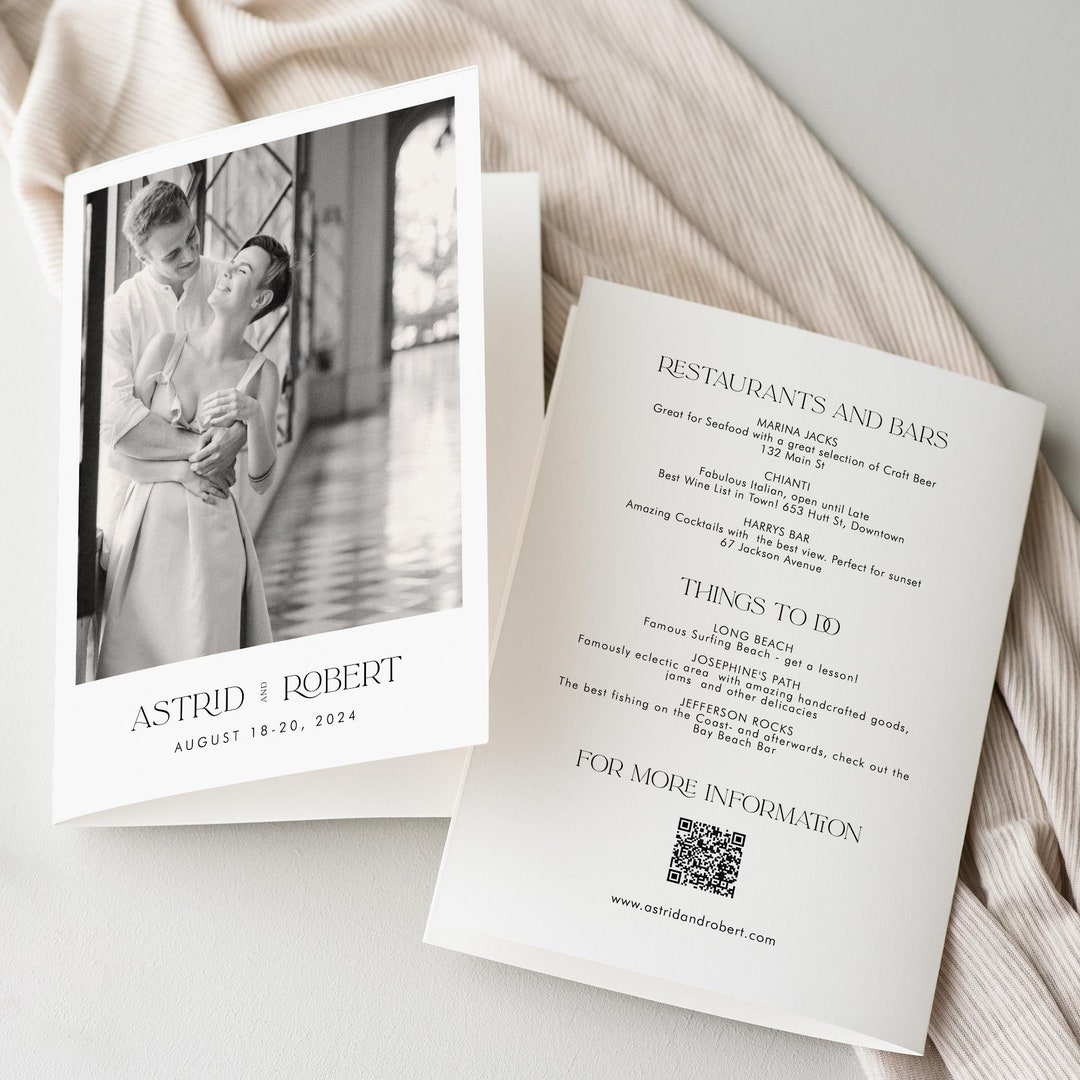 Wedding Weekend Itinerary With QR Code, Modern Luxe Destination Wedding ...