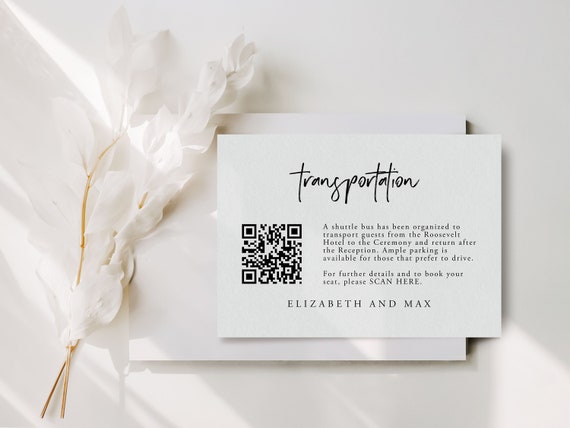 Modern Script Wedding Transport Enclosure Card Minimalist - Etsy UK