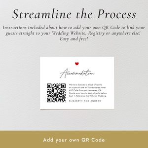 Modern Heart Accommodations Card With QR Code Wedding Hotel - Etsy