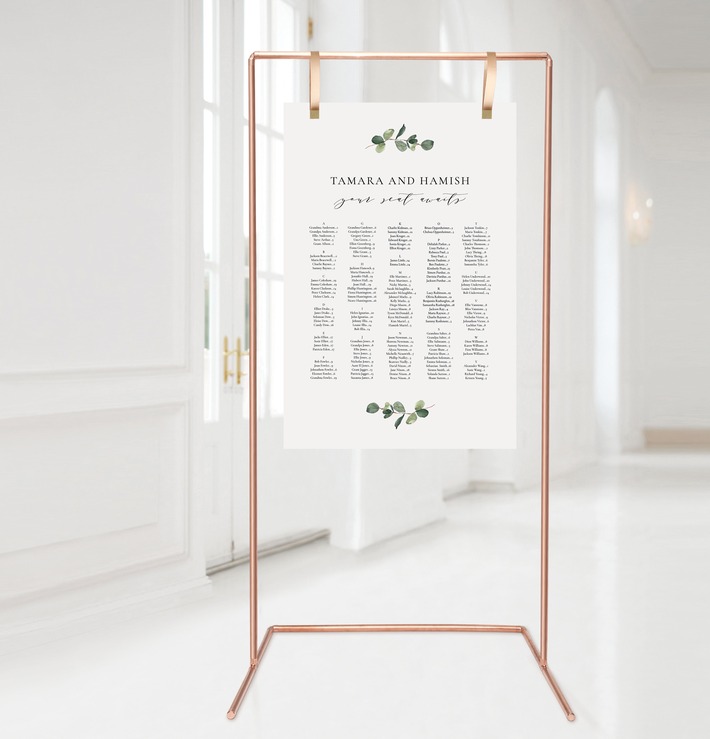 Alphabetical Eucalyptus Seating Chart Greenery Seating - Etsy