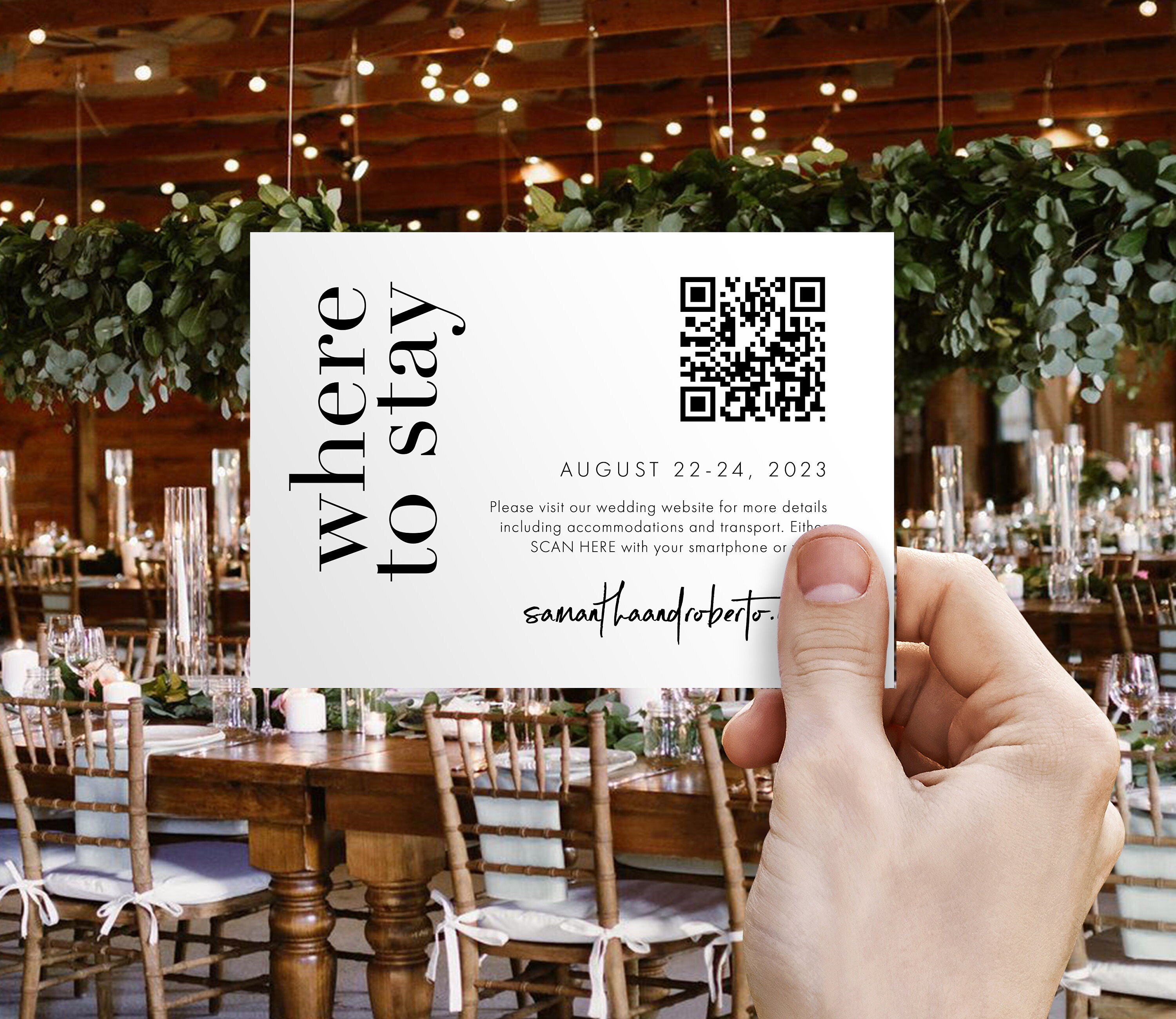 Modern Bold Accommodations Card With QR Code Minimalist | Etsy