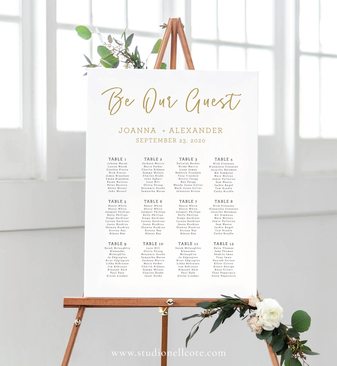 Gold Seating Chart Be Our Guest, Printable Seating Chart, Studio ...