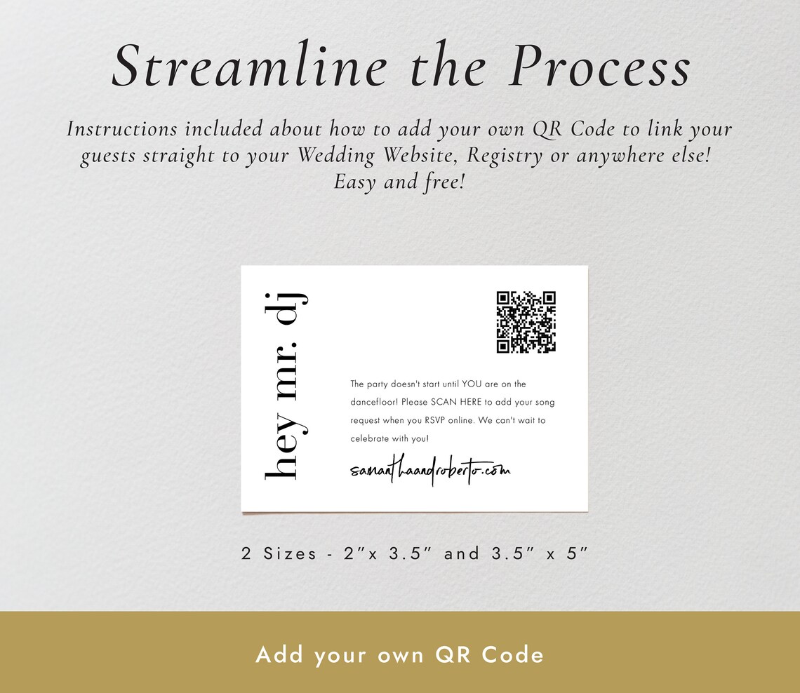 Modern Bold Hey Mr DJ Card With QR Code Song Request Insert | Etsy