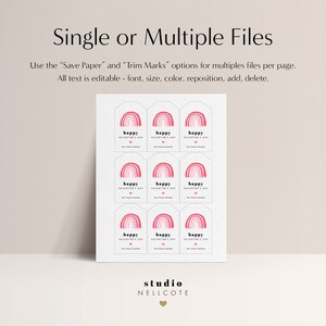 Pink Rainbow Happy Valentines Day Gift Tag, Modern 2024 Valentine's Tag ...