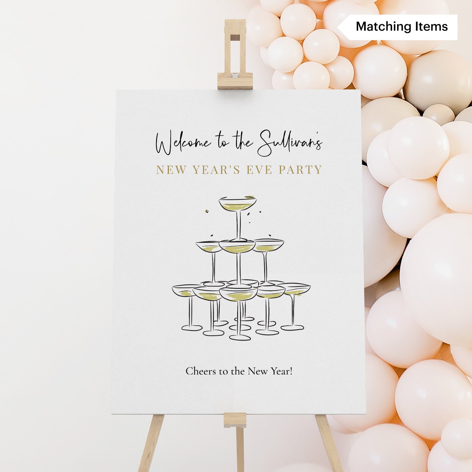 Cheers to the New Year Gift Tag Template, Champagne Tower Festive Hang ...