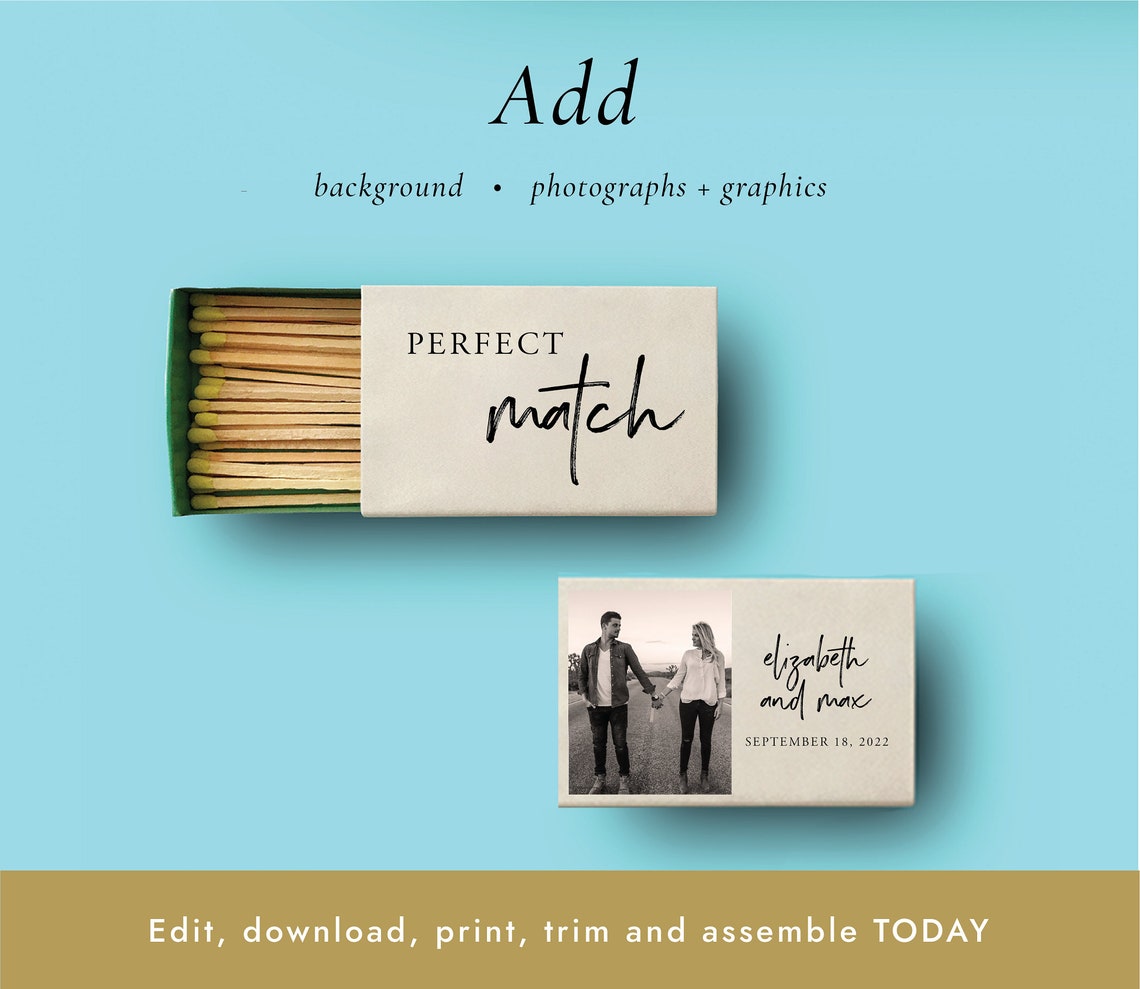 The Perfect Match Printable Template Matchbox Wedding Favor - Etsy ...