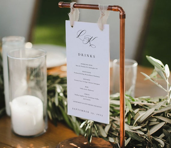 Calligraphy Monogram Bar Menu Template Card Elegant Initials - Etsy