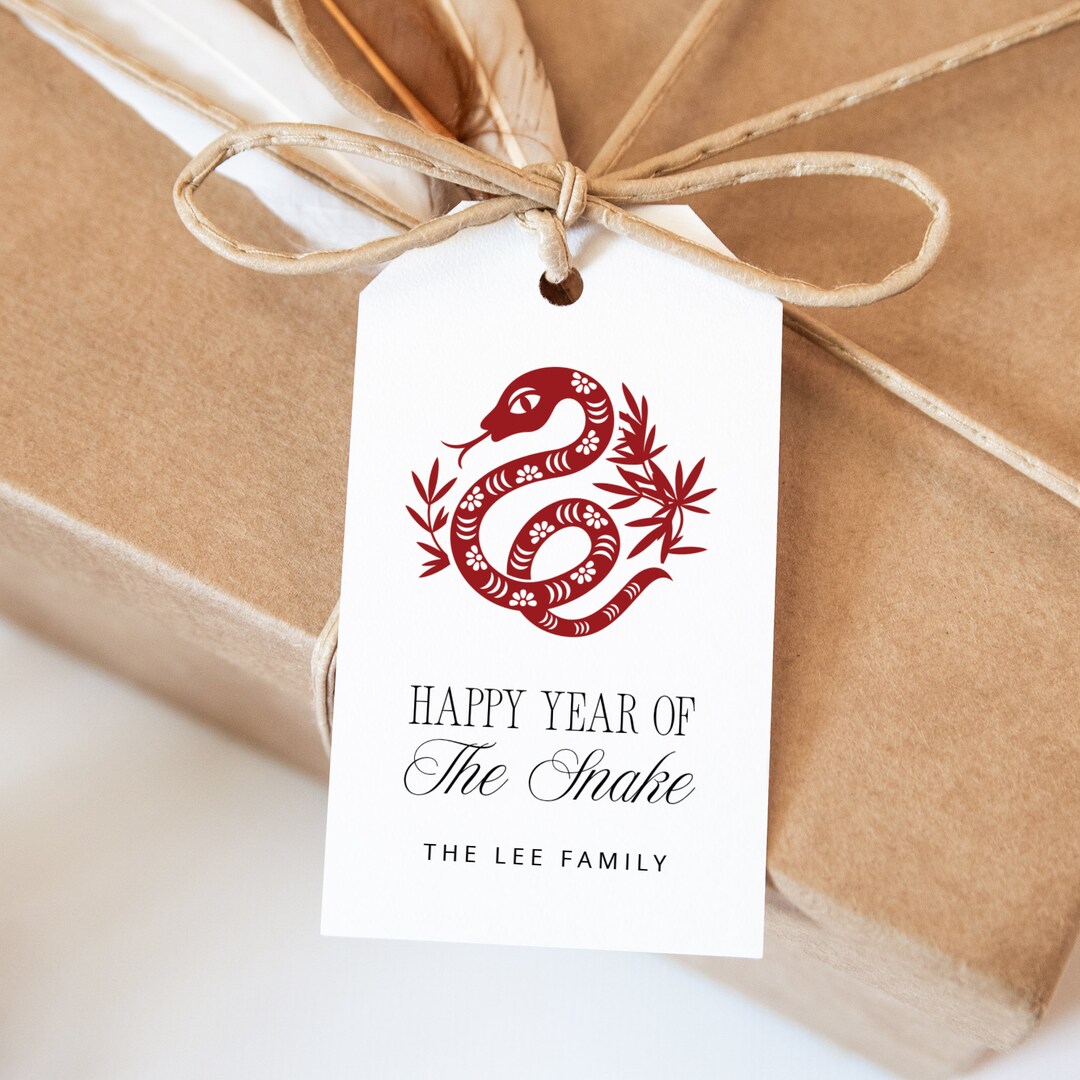Classic Year of the Snake Gift Tag, Happy Chinese New Year 2025 Gift ...