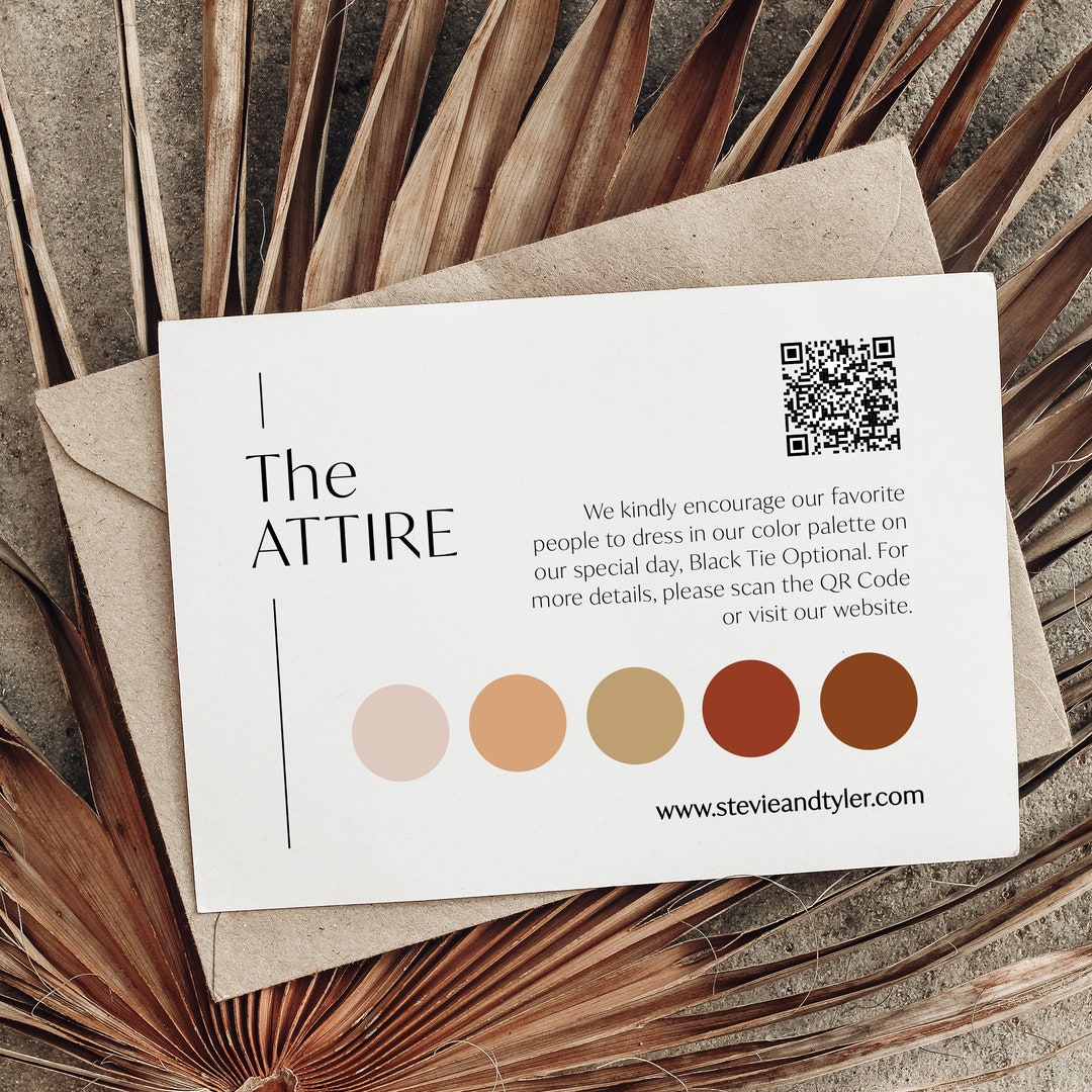 Chic Attire Insert, Our Vibe Card, Guest Attire Card, QR Code Color ...