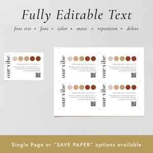 Modern Bold Attire Insert, Our Vibe Insert, QR Code Color Palette Card ...