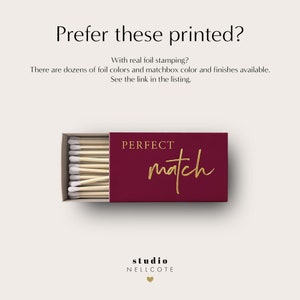 The Perfect Match Printable Template, Customized Matchbox Wedding Favor ...