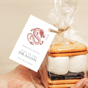 Chinese New Year Gift Tag Year of the Dragon Tag Lunar New - Etsy