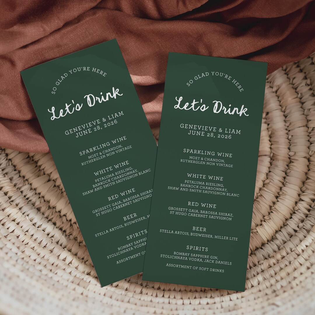 Forest Green Bar Menu, Winter Drinks List Template, Whimsical Hand ...