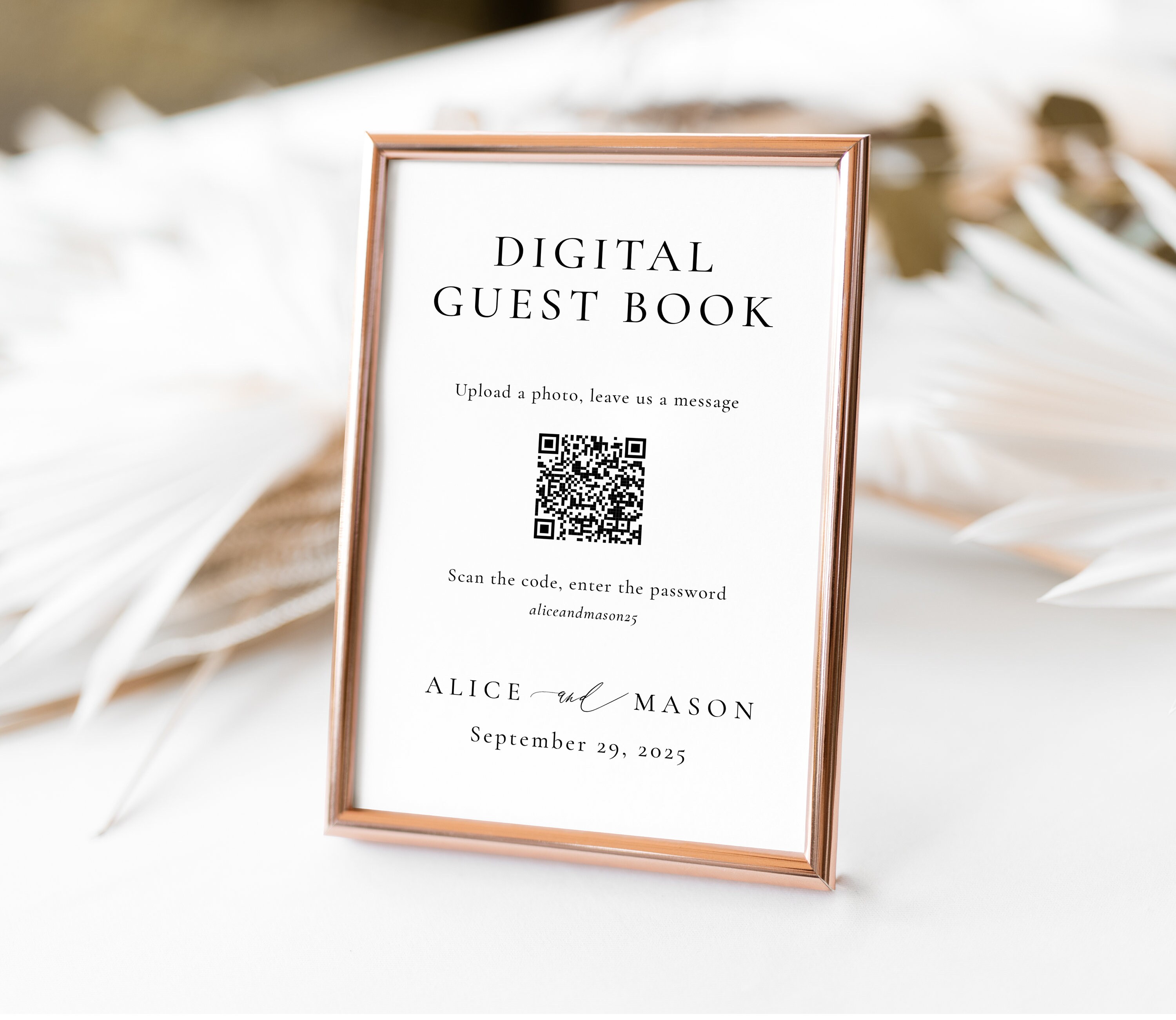 Digital Guest Book Sign, Classic Minimalist QR Code Guest Book, Online ...