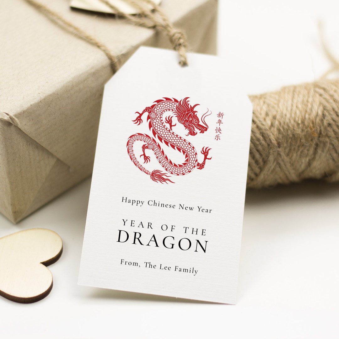 Chinese New Year Gift Tag Year of the Dragon Tag Lunar New - Etsy