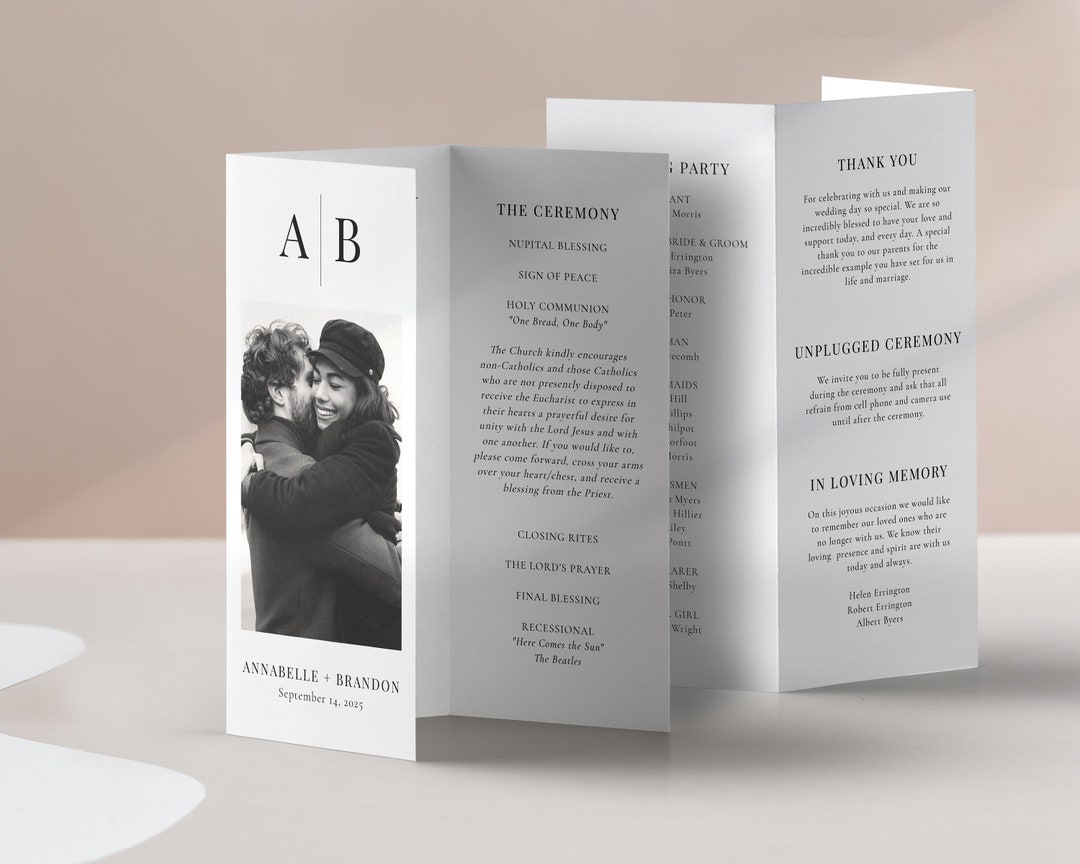 Modern Initials Photo Tri-fold Program, Monogram Trifold, Jewish ...