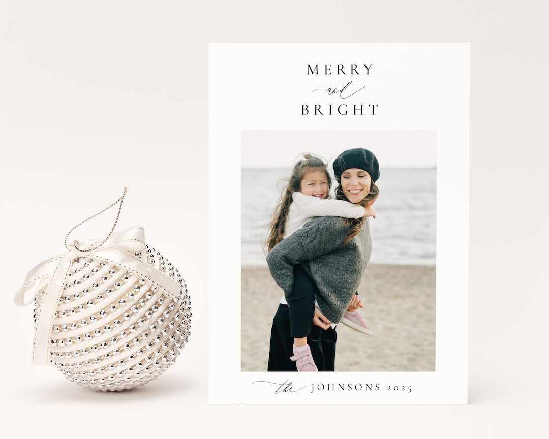 Printable Holiday Card Template, Classic Minimalist Photo Holiday ...