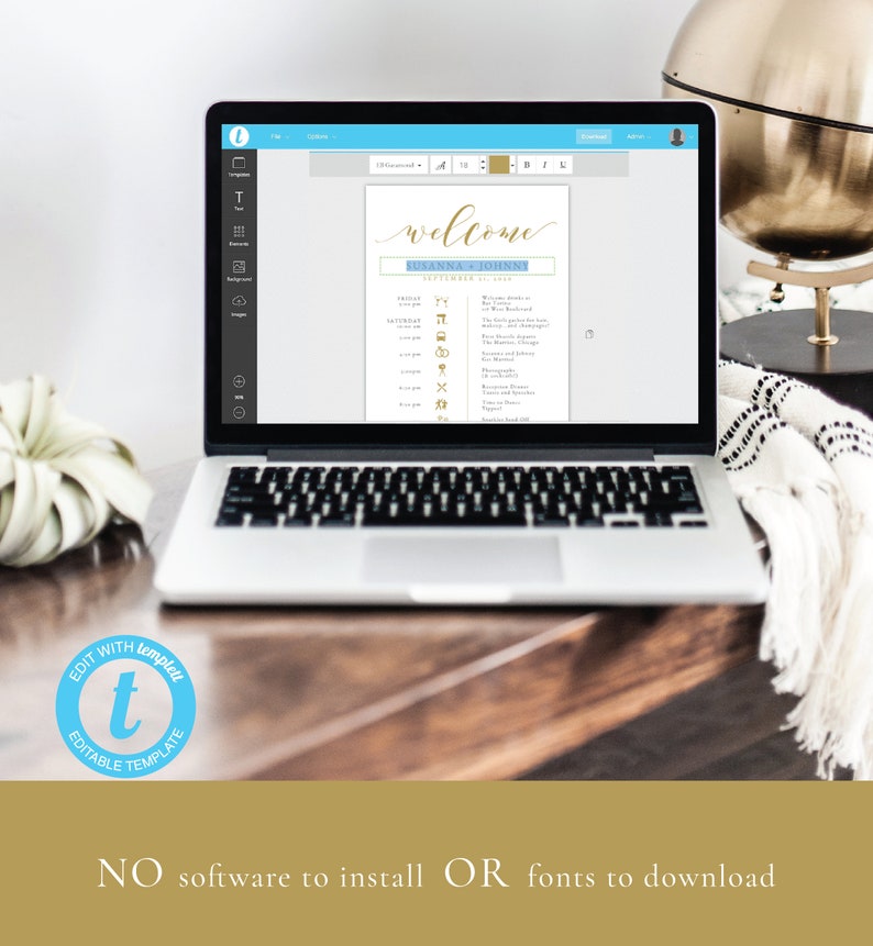 Gold Wedding Timeline Editable Timeline Icon Card Studio | Etsy