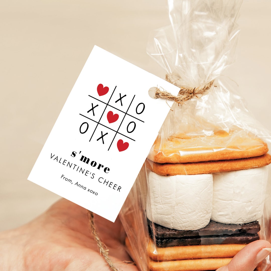 Kids Valentine's Day S'mores Gift Tags, Tic Tac Toe Smores ...