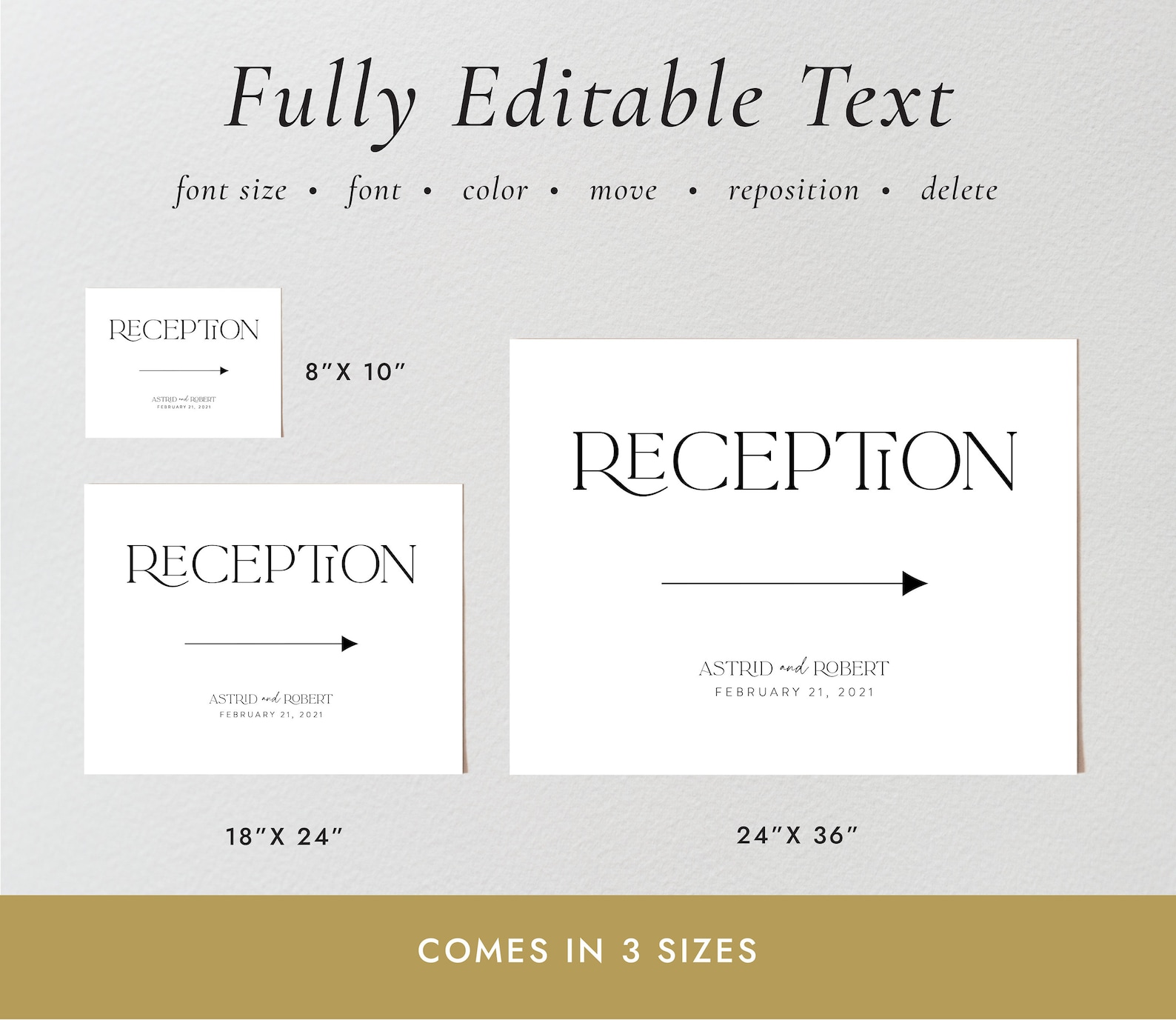 Reception This Way Sign, Modern Luxe Wedding Reception Printable ...