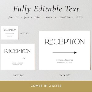 Reception This Way Sign, Modern Luxe Wedding Reception Printable ...