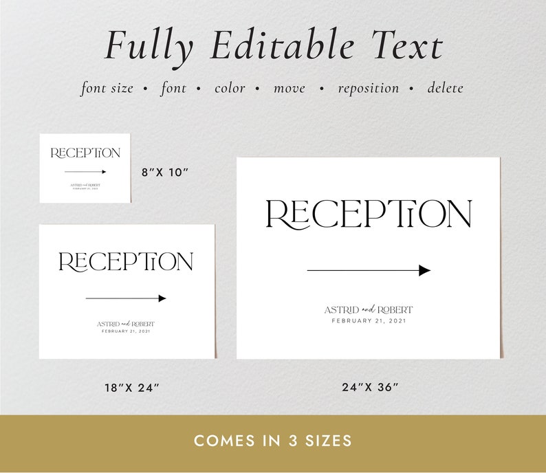 Reception This Way Sign, Modern Luxe Wedding Reception Printable ...