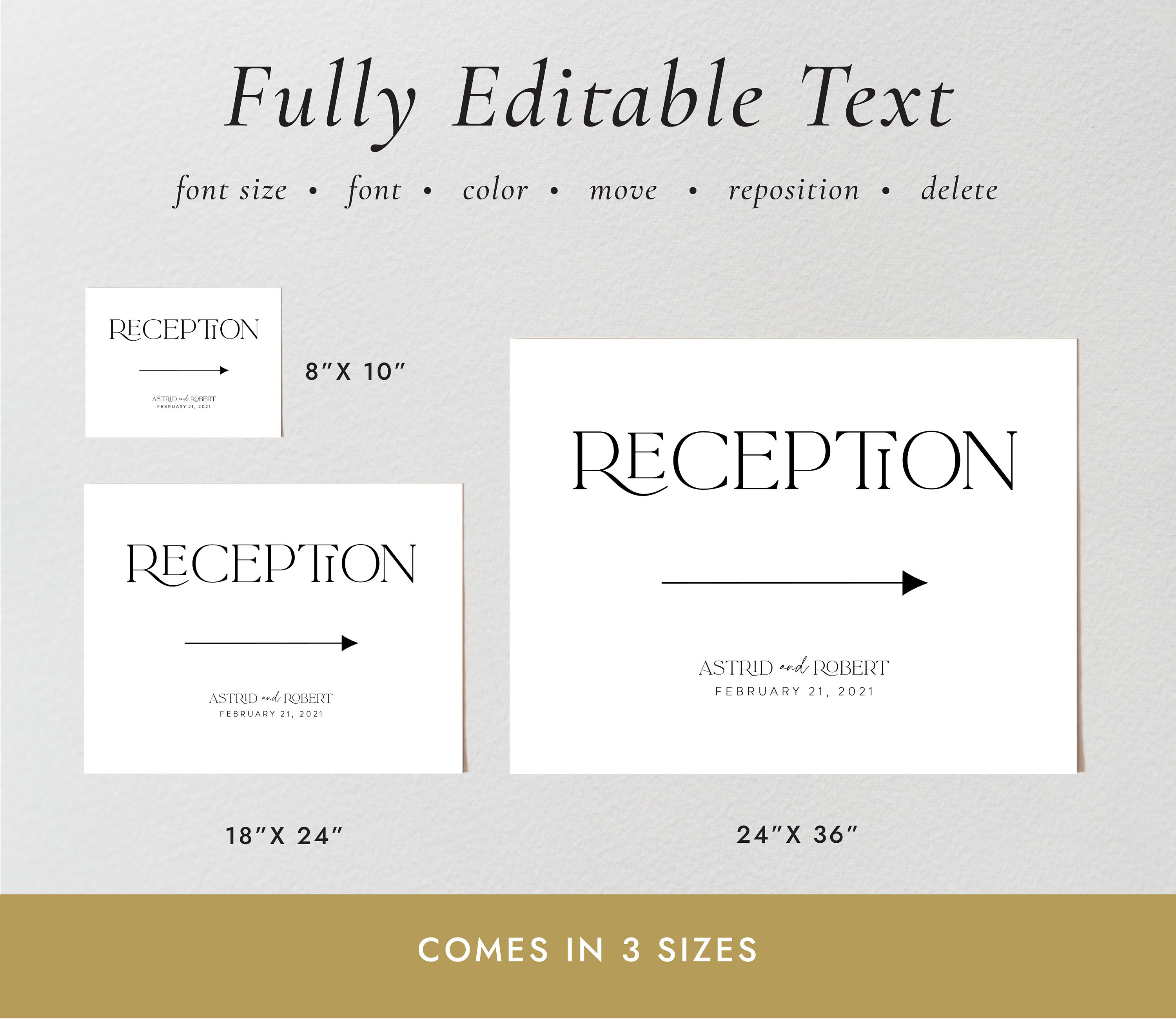 Reception This Way Sign, Modern Luxe Wedding Reception Printable ...
