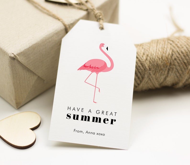 Summer Gift Tags, End of School Favor Tags, Flamingo Favor Tag, Have a ...