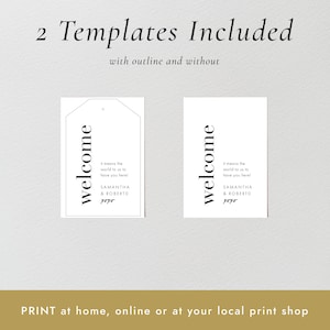 Welcome Bag Gift Tag Template, Printable Modern Bold Gift Tag With Line ...
