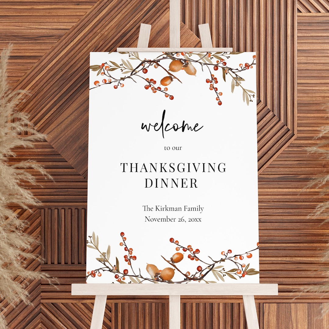 Thanksgiving Welcome Sign, Fall Watercolor, Friendsgiving Welcome ...
