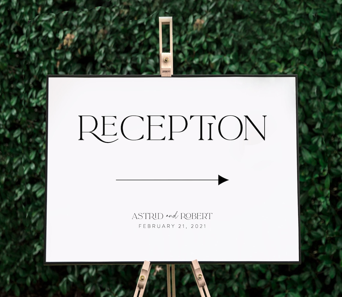 Reception This Way Sign, Modern Luxe Wedding Reception Printable ...