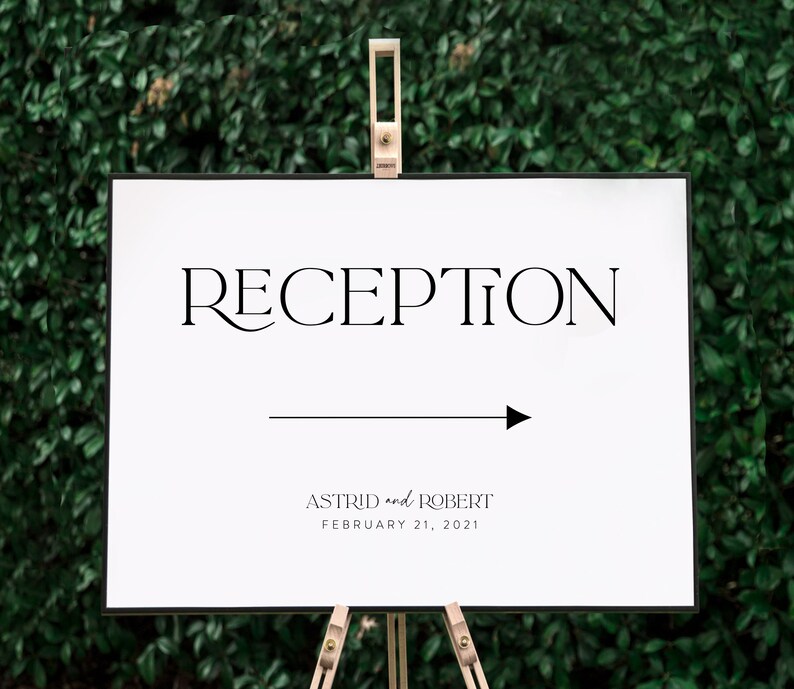 Reception This Way Sign, Modern Luxe Wedding Reception Printable ...