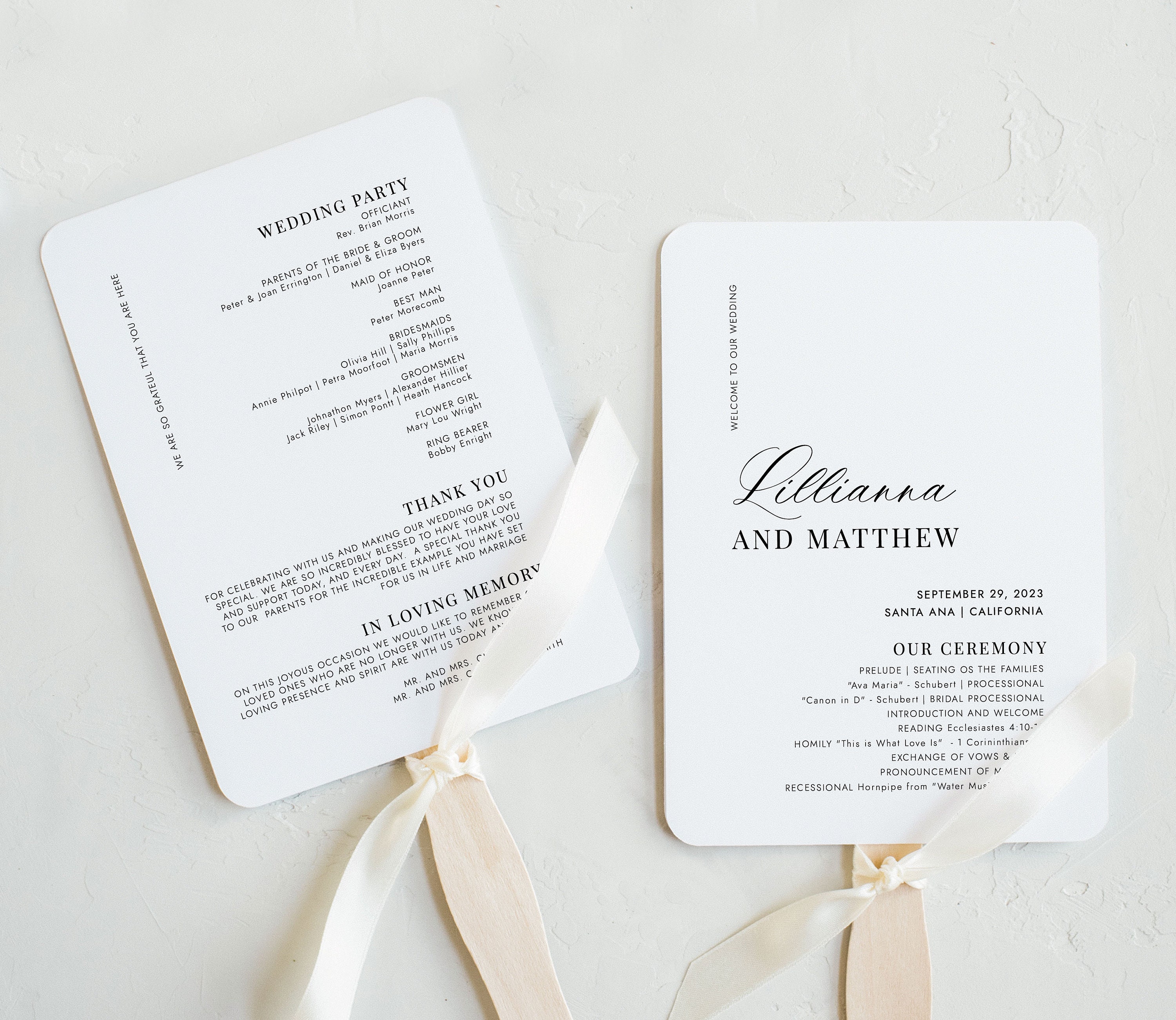 Fan Program Printable Elegant Script Ceremony Fan | Etsy