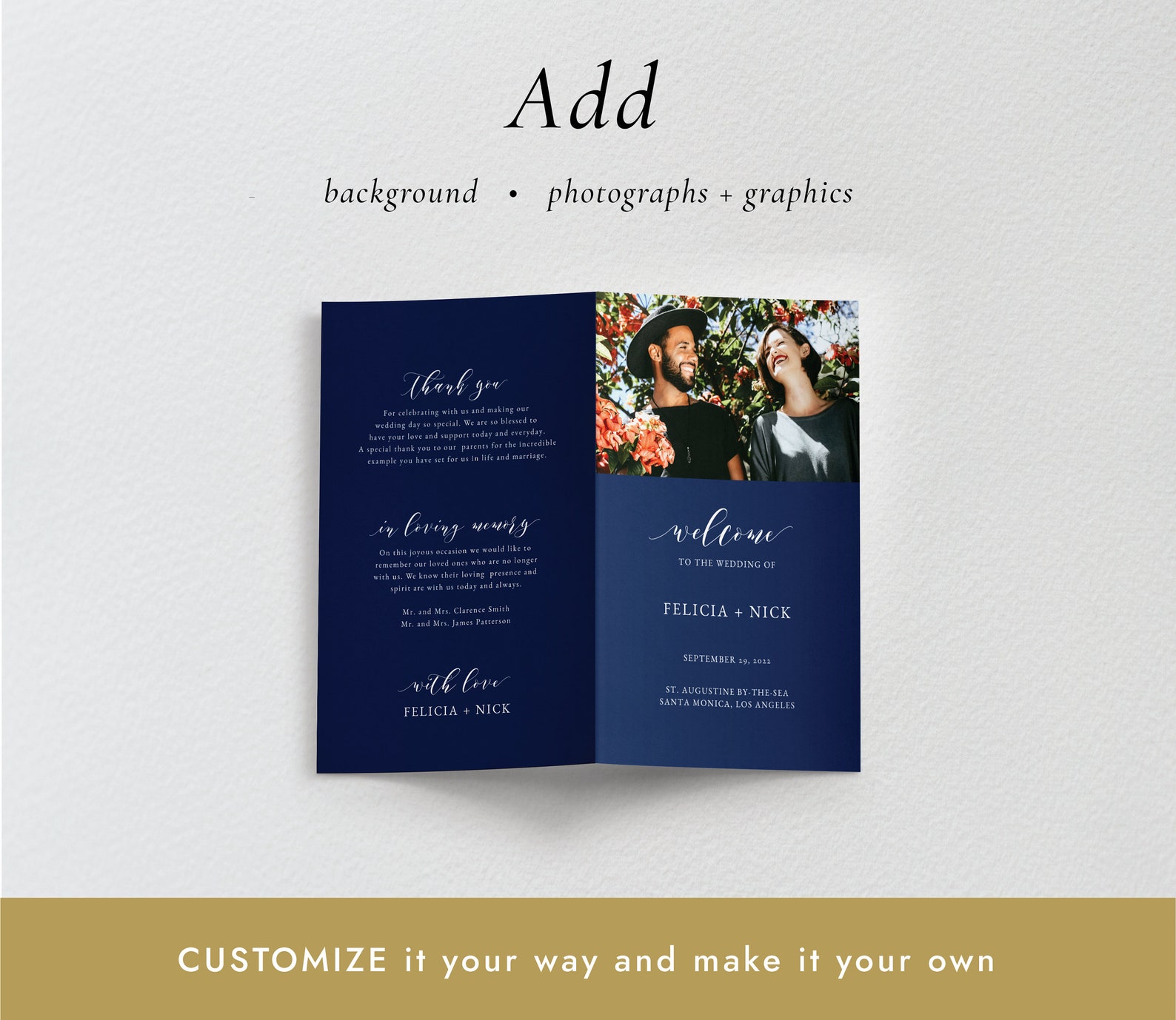 Modern Photo Foldable Wedding Program Template Minimalist - Etsy
